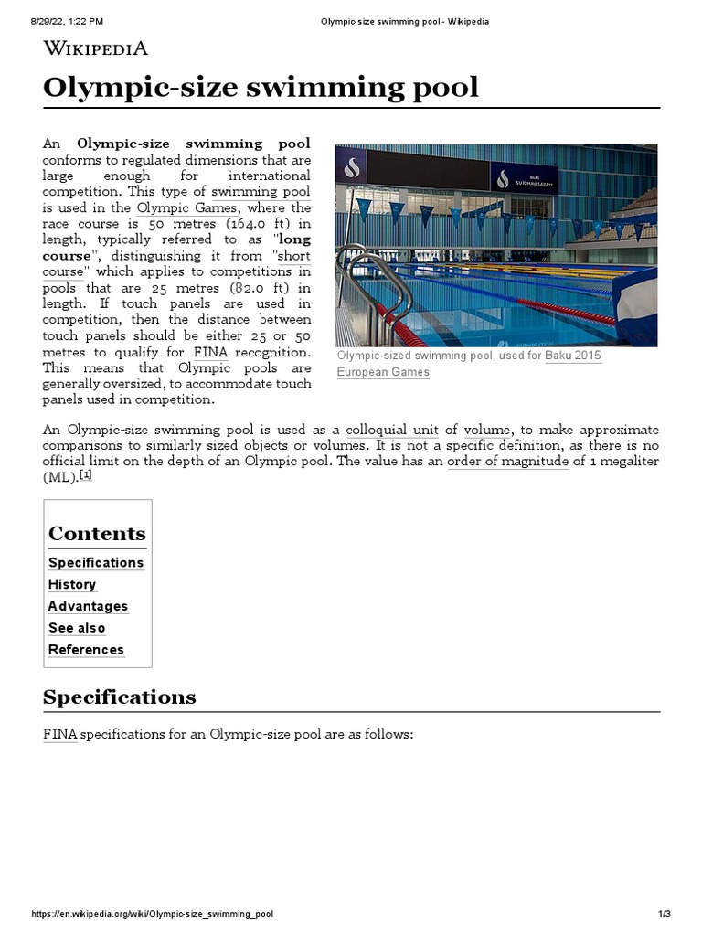 Olympic-Size Swimming Pool | PDF | Swimming | Leisure Activities