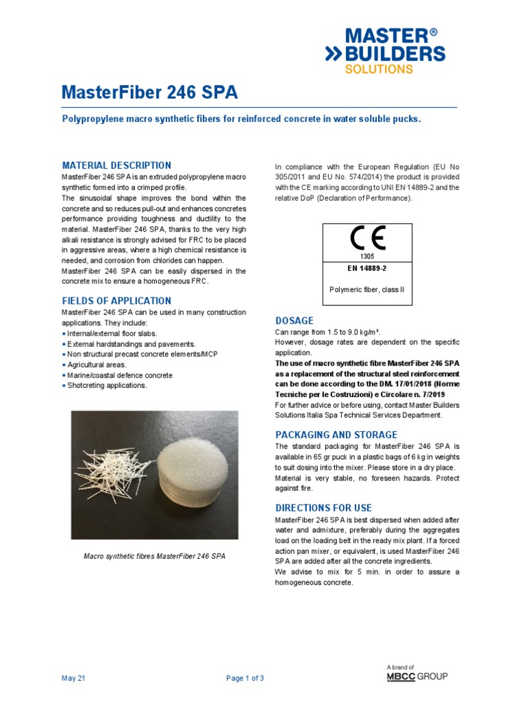Tds Masterfiber 246 en | PDF | Concrete | Fibers