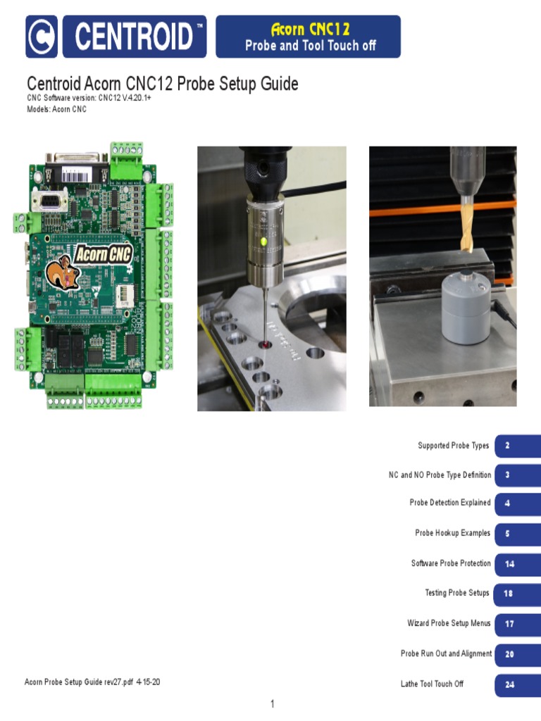 Centroid Acorn CNC12 Probe Setup Guide | PDF | Switch | Electrical Connector