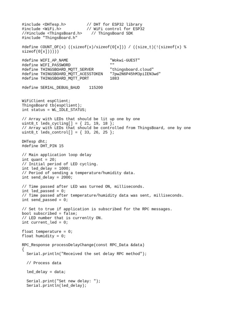 ESP32 DHT LED To THINGSBOARD | PDF | Computing | Computer Programming