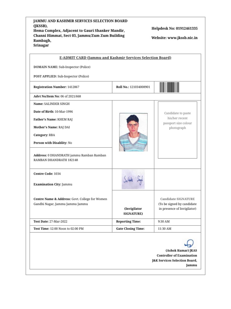 Admit Card - Candidate Login | PDF | Test (Assessment)