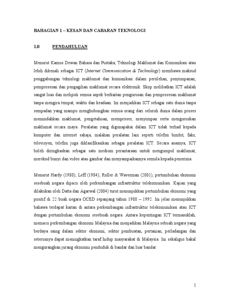Kesan Dan Cabaran Ict | PDF