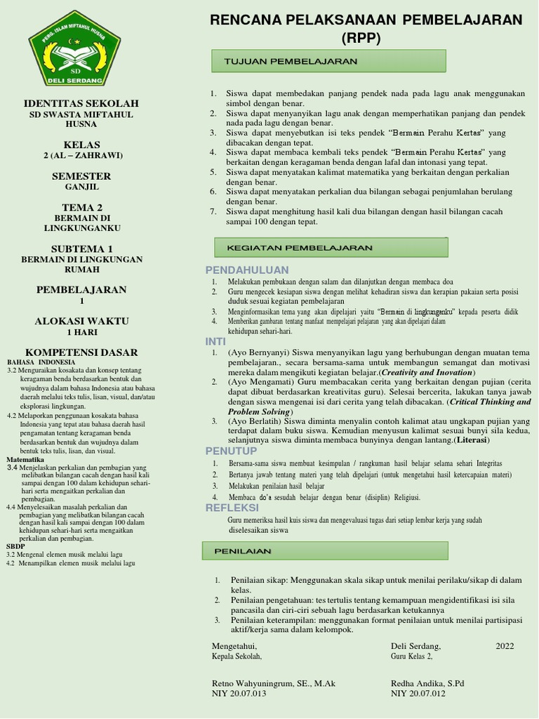 RPP Tema 2 SD Kelas 2 | PDF