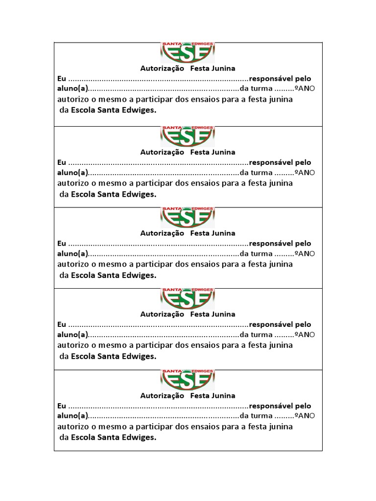 Modelo De Termo De Autorizacao Dos Pais