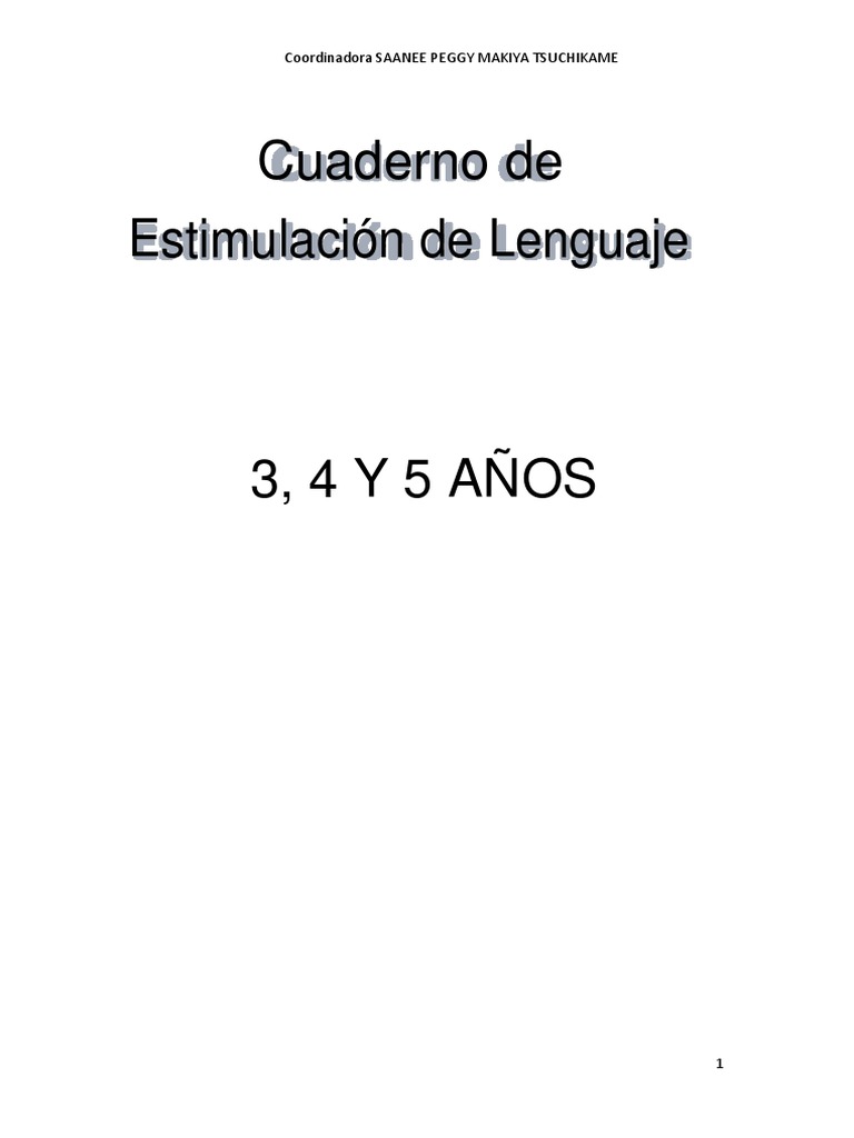 Cuaderno de Estimulacion de Lenguaje - Saanee | PDF