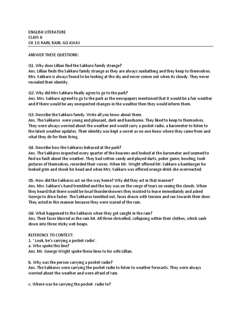 Rain Rain Go Away | PDF