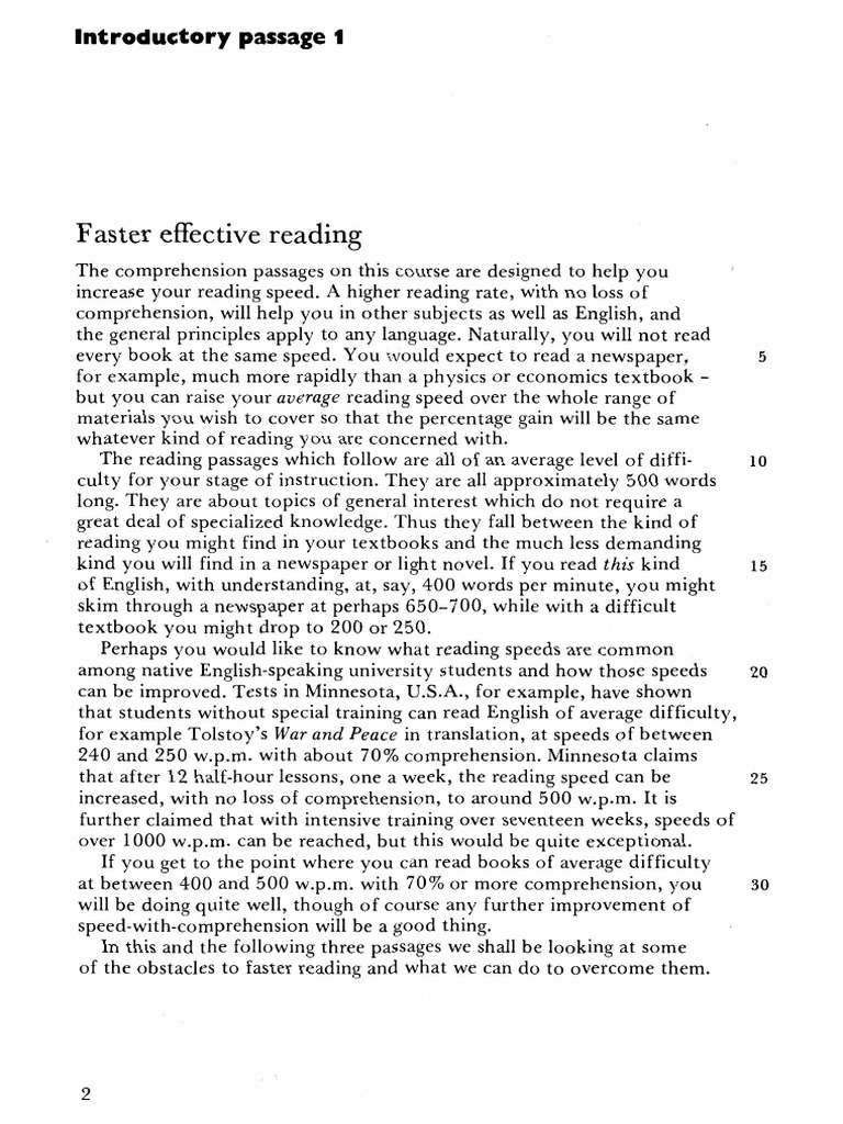 Ch.1 Faster Effective Reading | PDF | Reading Comprehension | Textbook