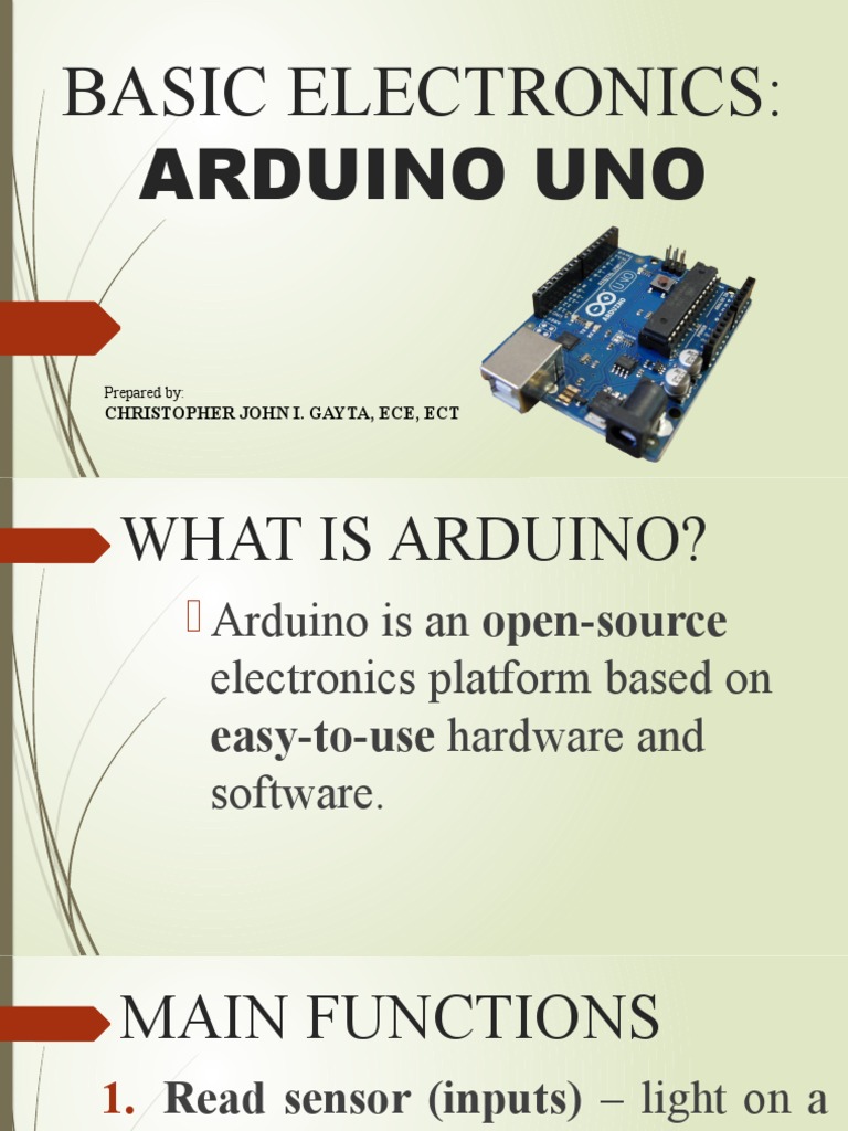 Basic Electronics: Arduino Uno: Christopher John I. Gayta, Ece, Ect | PDF | Arduino | Electrical ...