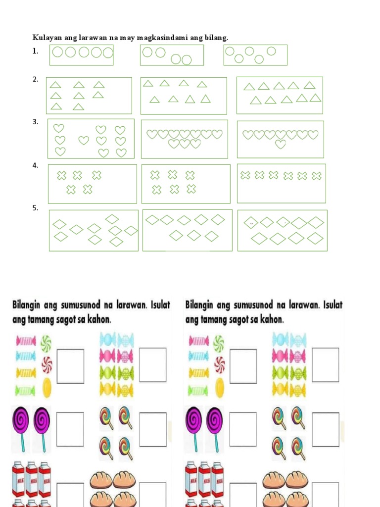 Kulayan Ang Larawan Na May Magkasindami Ang Bilang | PDF
