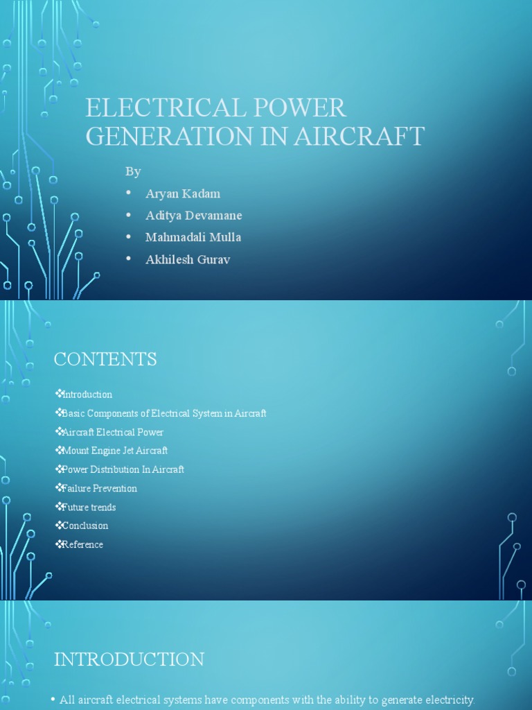 Aircraft Electrical Power Systems Overview | PDF | Electric Generator ...