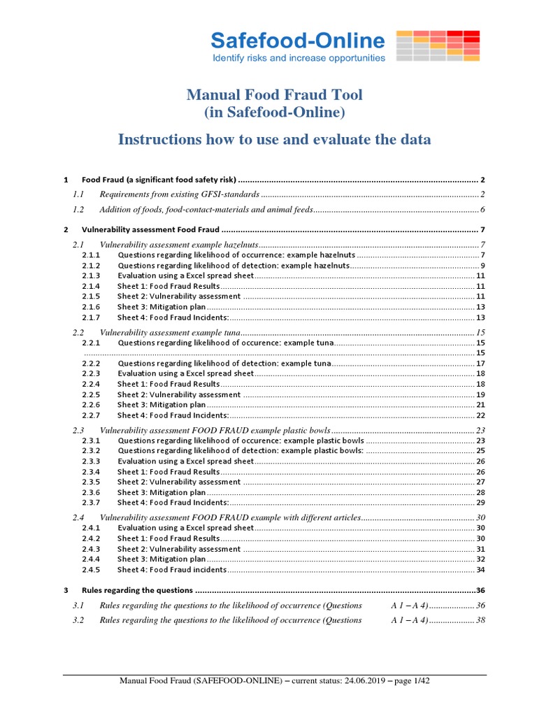 Food Fraud Vulnerability Assessment Guide | PDF | Risk | Foods