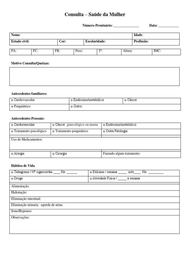 Consulta de Enfermagem - Saúde Da Mulher Modelo | PDF | Saúde feminina | Sistema de saúde