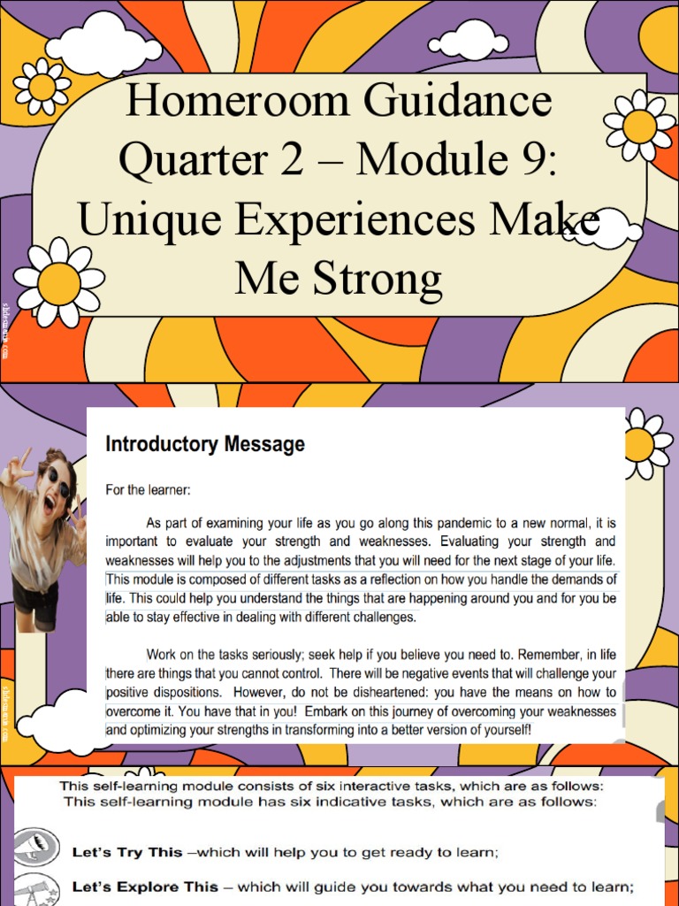 Homeroom Guidance Quarter 2 - Module 9: Unique Experiences Make Me ...