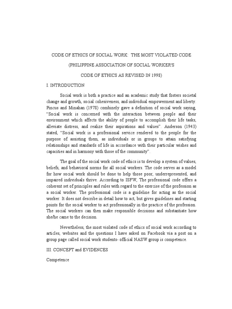 Code of Ethics SW | PDF | Social Work | Profession