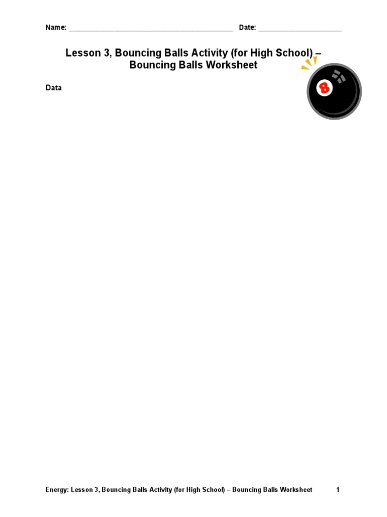 Lesson 3, Bouncing Balls Activity (For High School) - Bouncing Balls ...