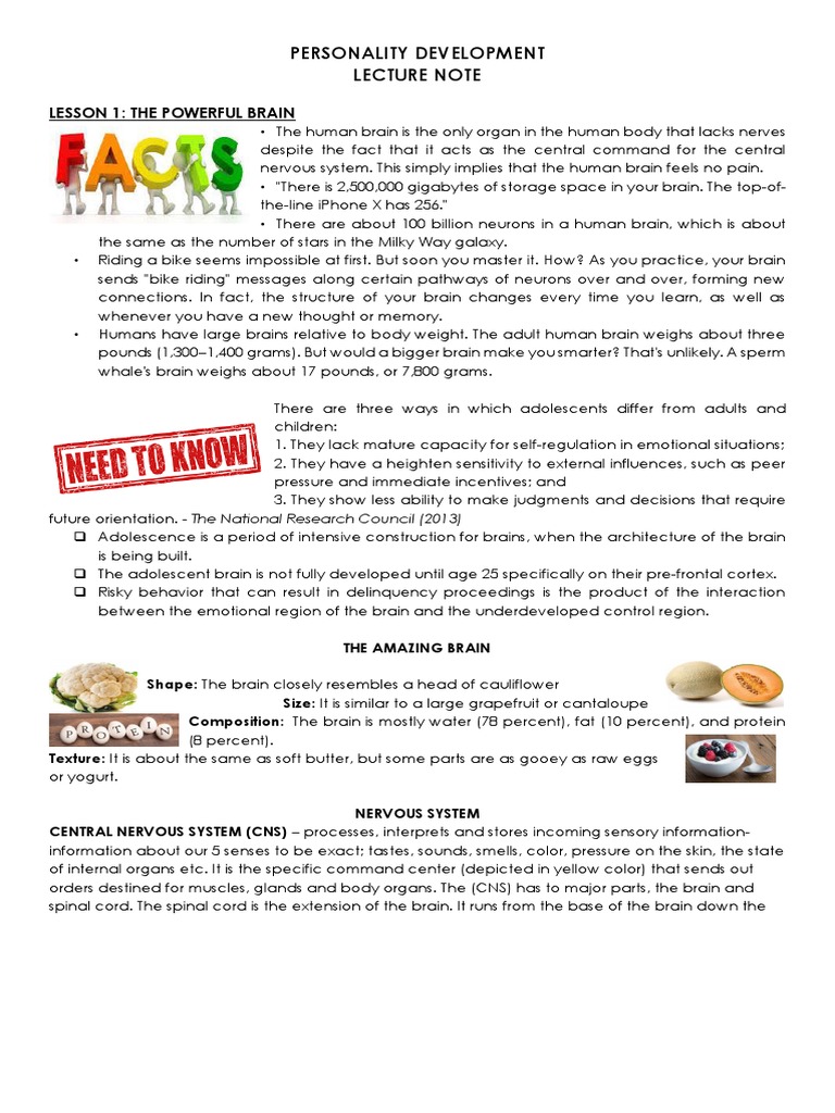 Personality Development Weeks 7-8 Lecture Note | PDF | Emotional ...