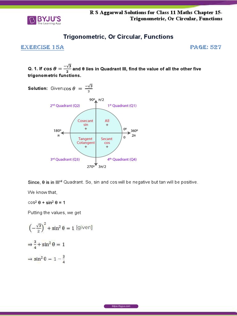 R S Aggarwal Solutions Class 11 Maths Chapter 15 Trigonometric or ...