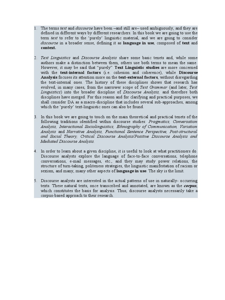 Summary of Perspectives On Discourse Analysis Chpt. 1 | PDF | Language Arts & Discipline