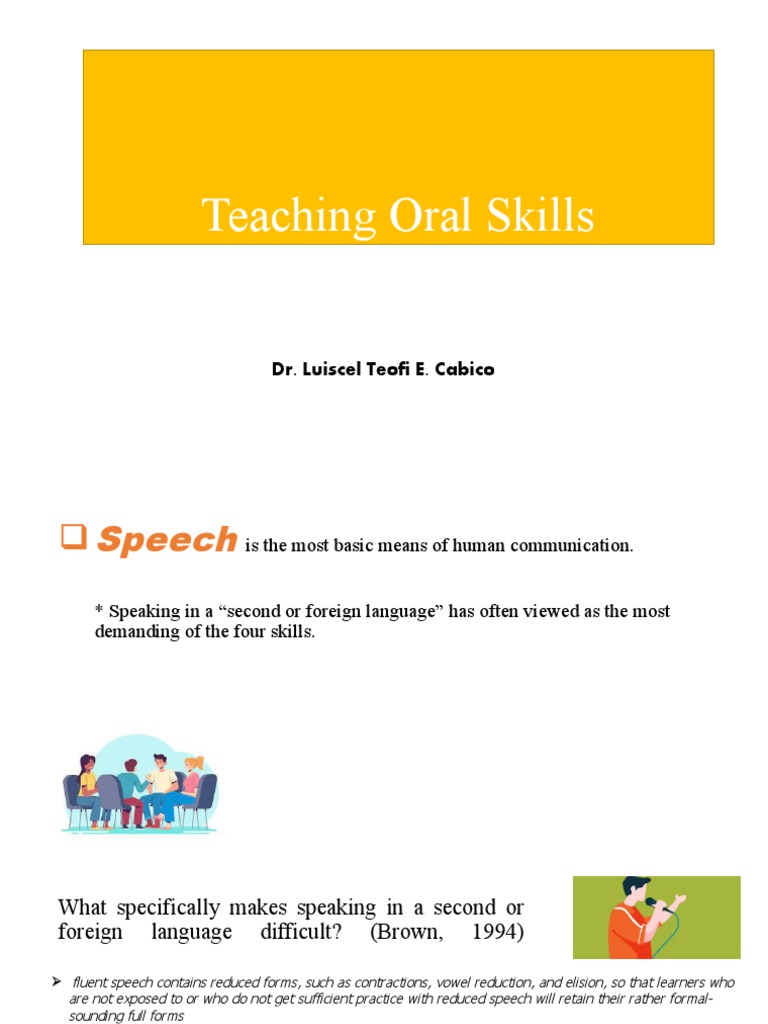Teaching Oral Skills in ESL Classrooms | PDF | English As A Second Or ...