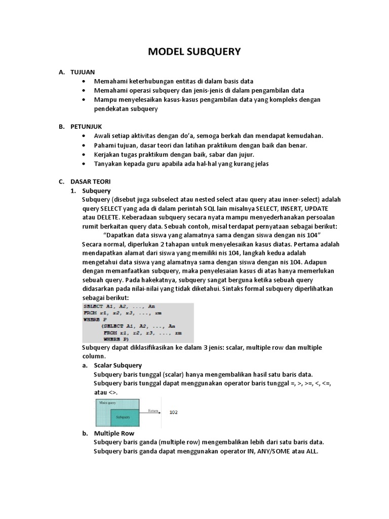Panduan Lengkap Subquery SQL | PDF