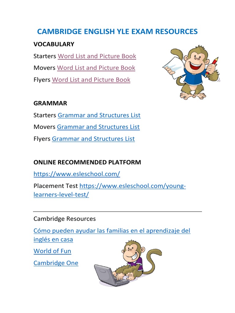 Cambridge English Yle Exam Resources | PDF