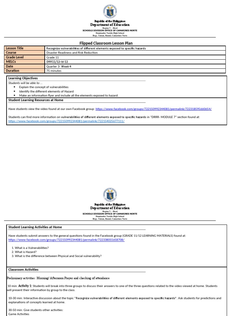 Flipped Classroom Lesson Plan: Department of Education | PDF | Learning ... Flipped Classroom Lesson Plan: Department of Education | PDF | Learning ...