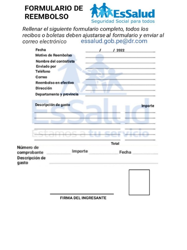 Essalud Formato de Reembolso | PDF