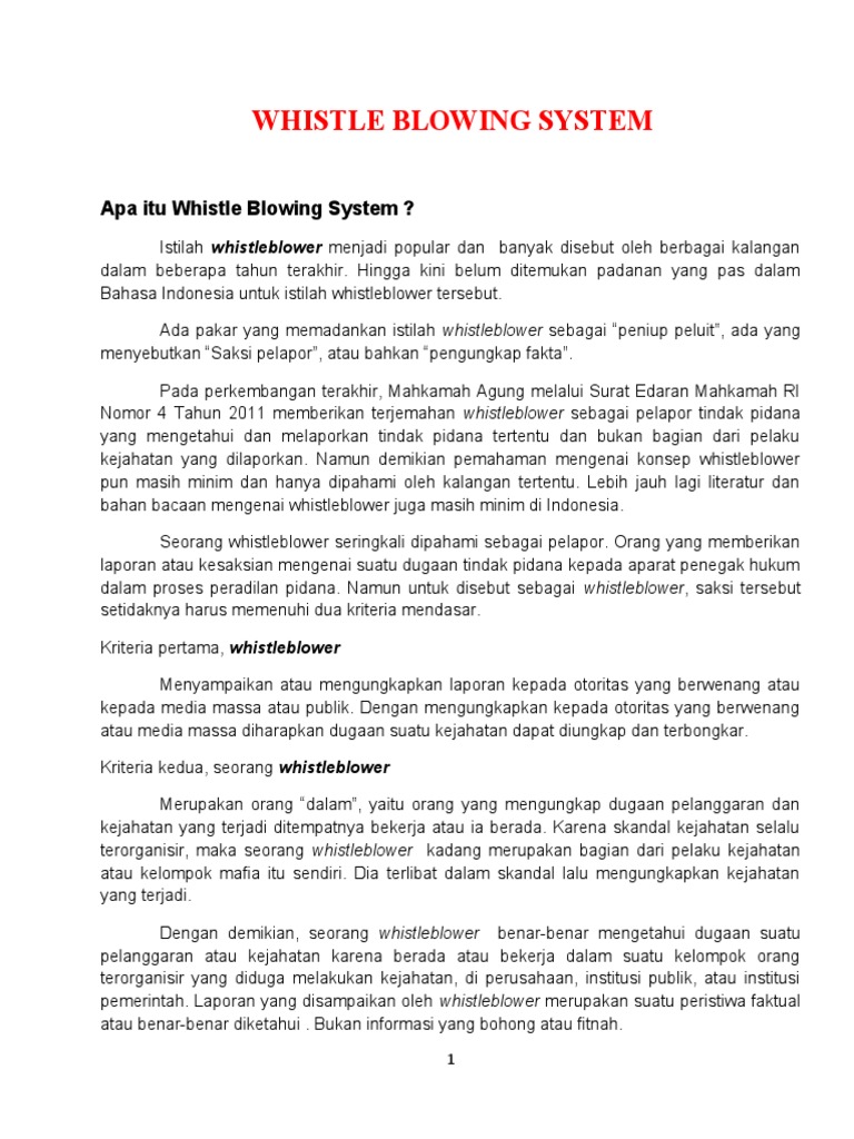 Laporan Whistle Blowing System | PDF