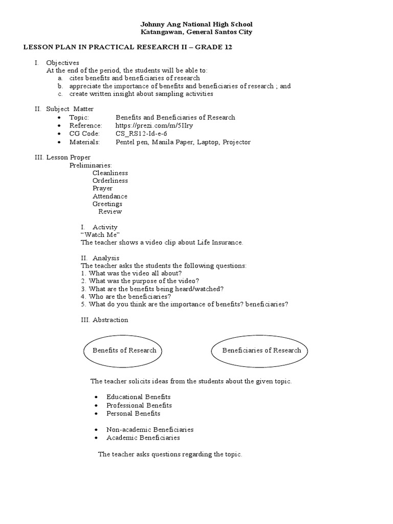 Johnny Ang National High School Katangawan, General Santos City Lesson ...