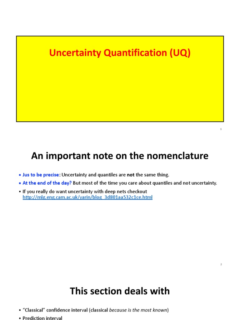 Uncertainity Quantification | PDF | Confidence Interval | Regression ...