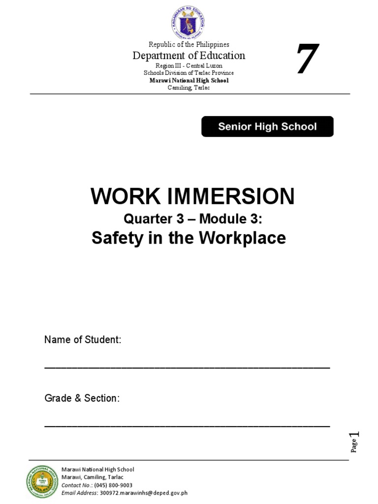 Workplace Safety Module for Students | PDF | Occupational Safety And ...