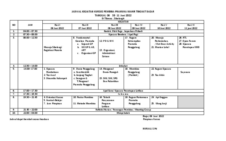 JADWAL KMD Penggalang Dispora | PDF