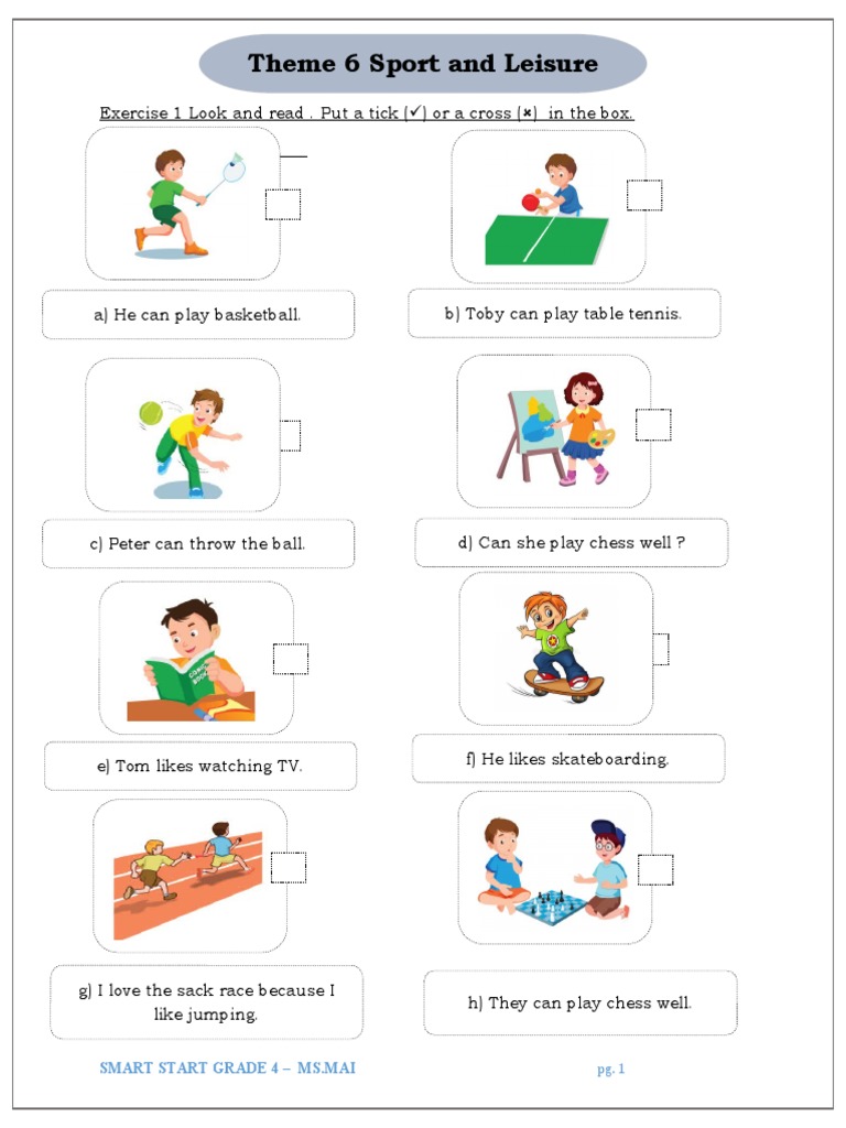 Theme 6 Sport and Leisure: Smart Start Grade 4 - Ms - Mai | PDF ...