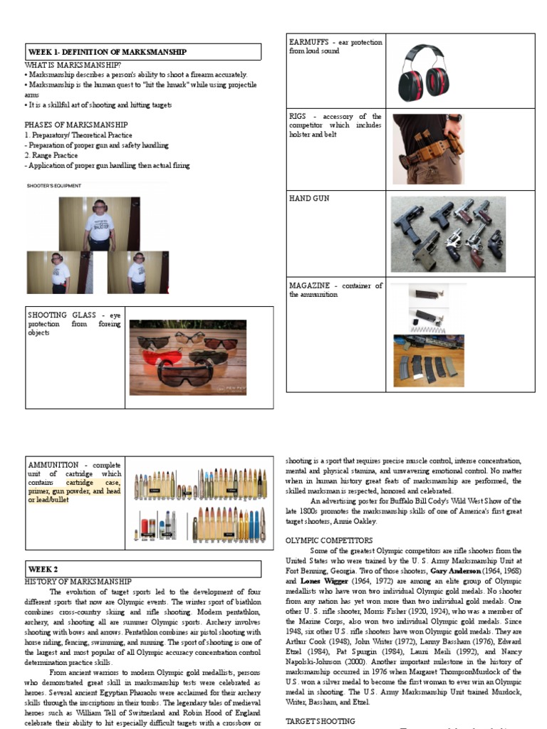 Week 1-Definition of Marksmanship | PDF | Cartridge (Firearms ...