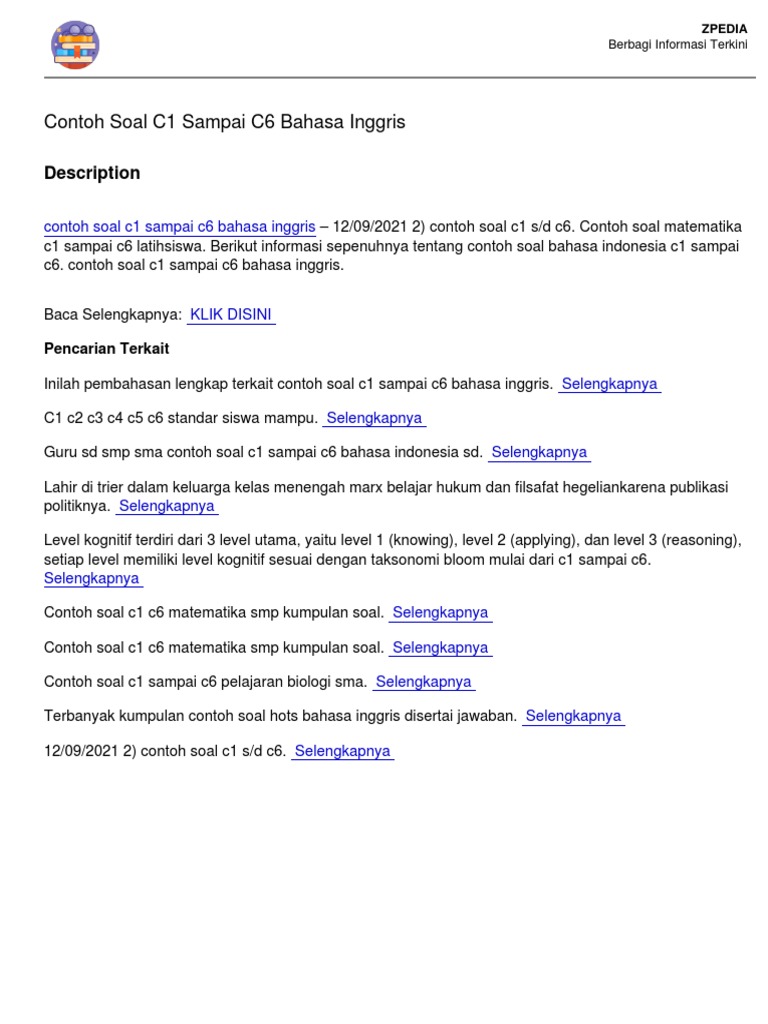 Contoh Soal C1 Sampai C6 Bahasa Inggris | PDF