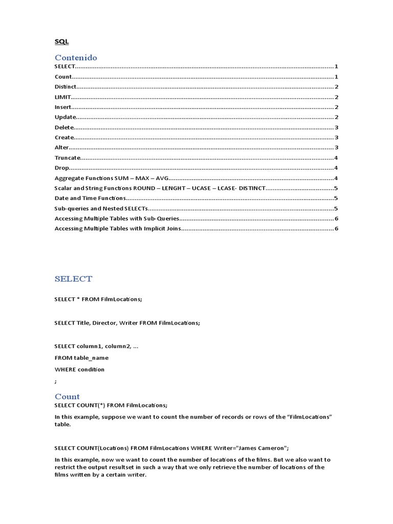 Resumen SQL | PDF | Data Management | Information Technology Management