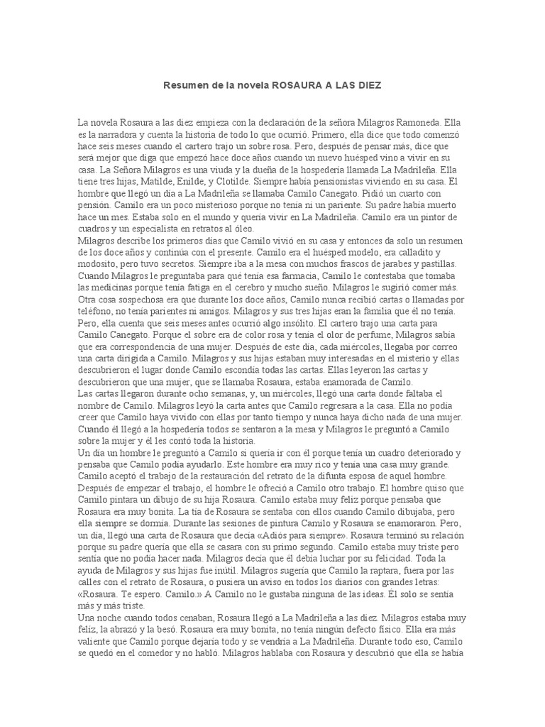 Resumen de La Novela ROSAURA A LAS DIEZ | PDF | Amor | Sueño