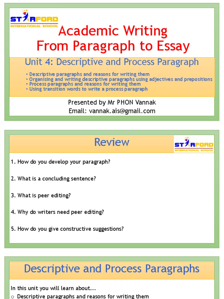 Academic Writing_4_Descriptive and Process Paragraphs | PDF | Paragraph ...