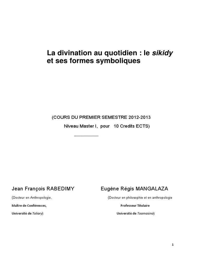 Sikidy Cours 2 | PDF | Madagascar