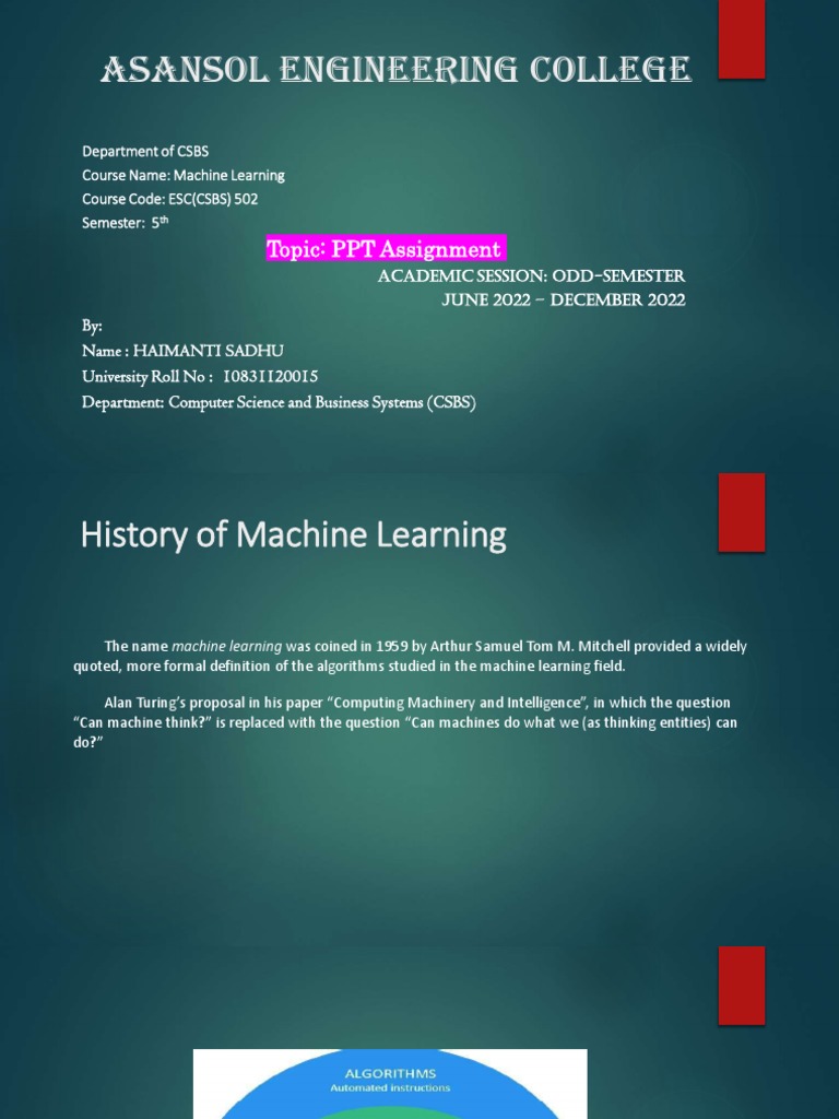 Machine Learning for CSBS Students | PDF | Machine Learning | Algorithms