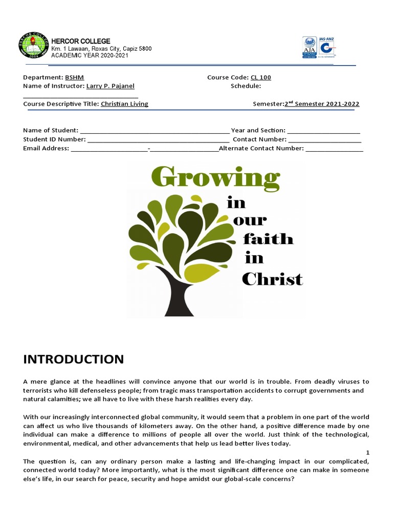 Christian Living Course Guide | PDF | Eternal Life (Christianity) | Jesus