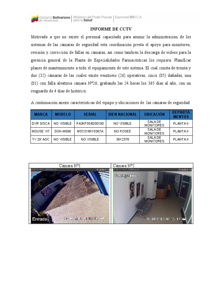 Informe de Monitoreo de CCTV | PDF | Circuito cerrado de televisión