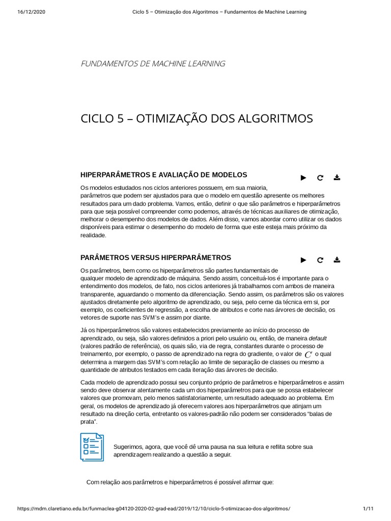 Ciclo 5 - Otimização Dos Algoritmos - Fundamentos de Machine Learning ... Ciclo 5 - Otimização Dos Algoritmos - Fundamentos de Machine Learning ...