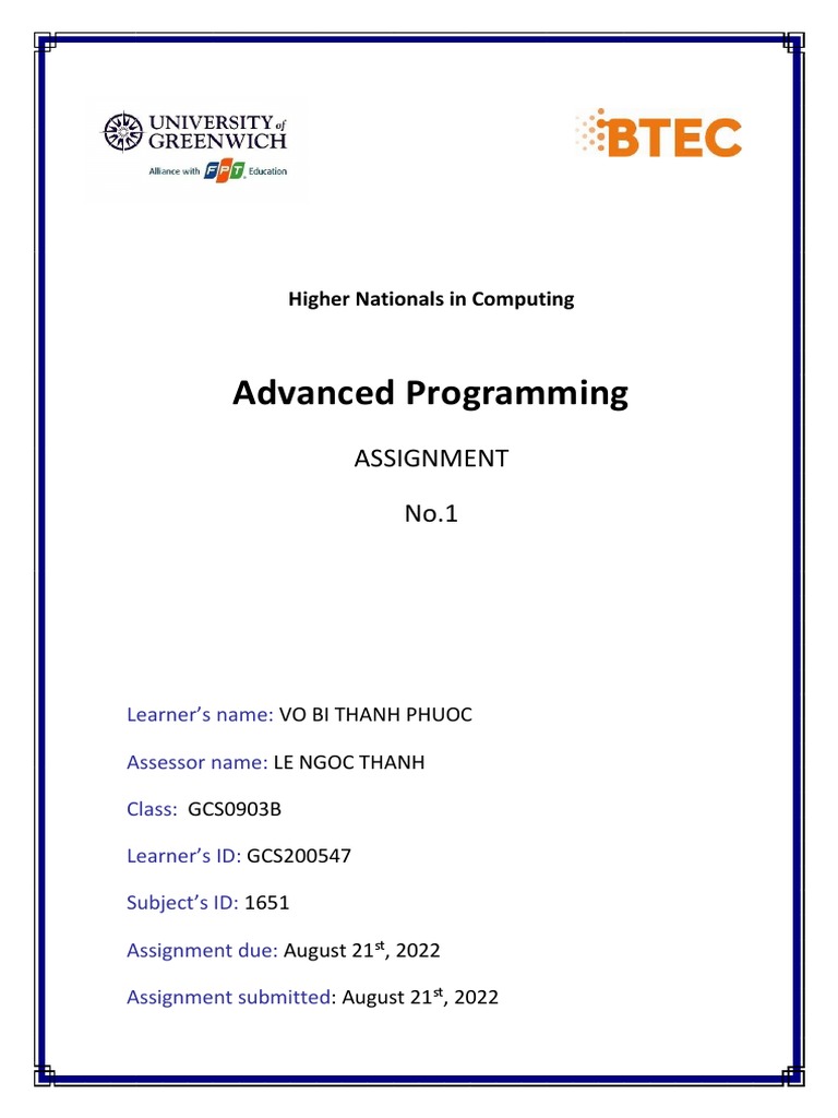 1651 - Advanced Programming - Võ Bì Thành Phư C - GCS200547 ... 1651 - Advanced Programming - Võ Bì Thành Phư C - GCS200547 ...