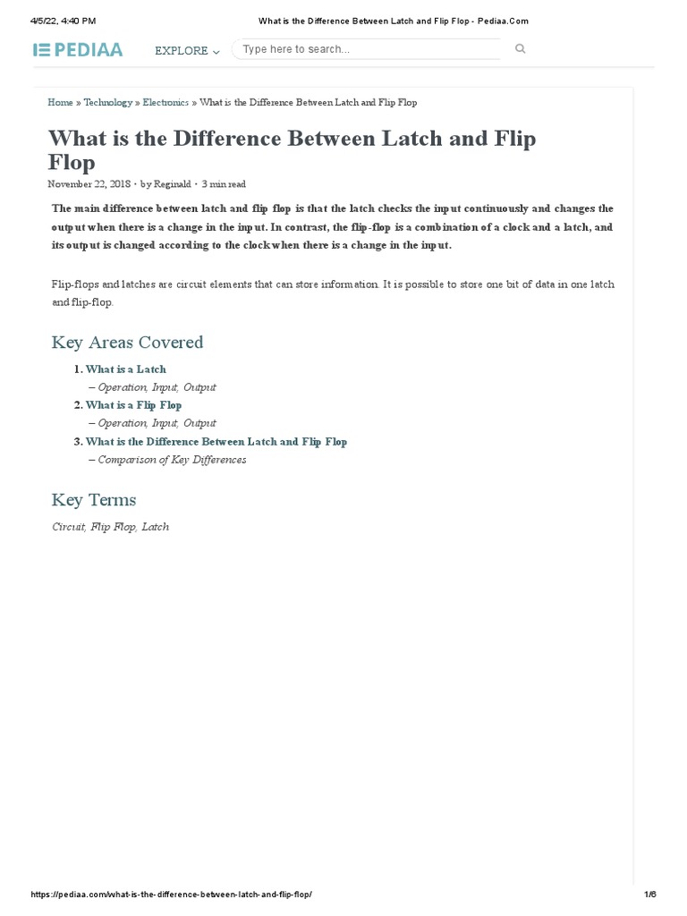 What Is The Difference Between Latch and Flip Flop | PDF | Digital Technology | Electrical ...