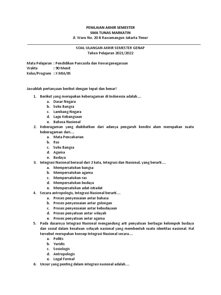 Soal PAT Kelas X Semester 2 | PDF