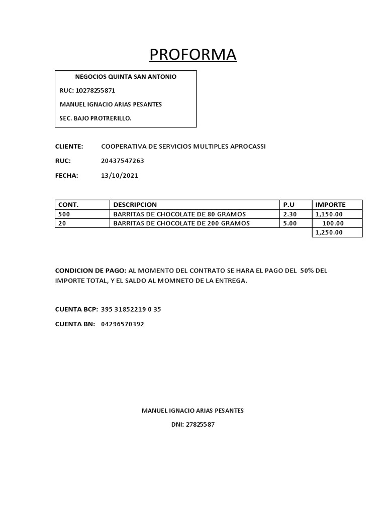 Proforma Cacao | PDF