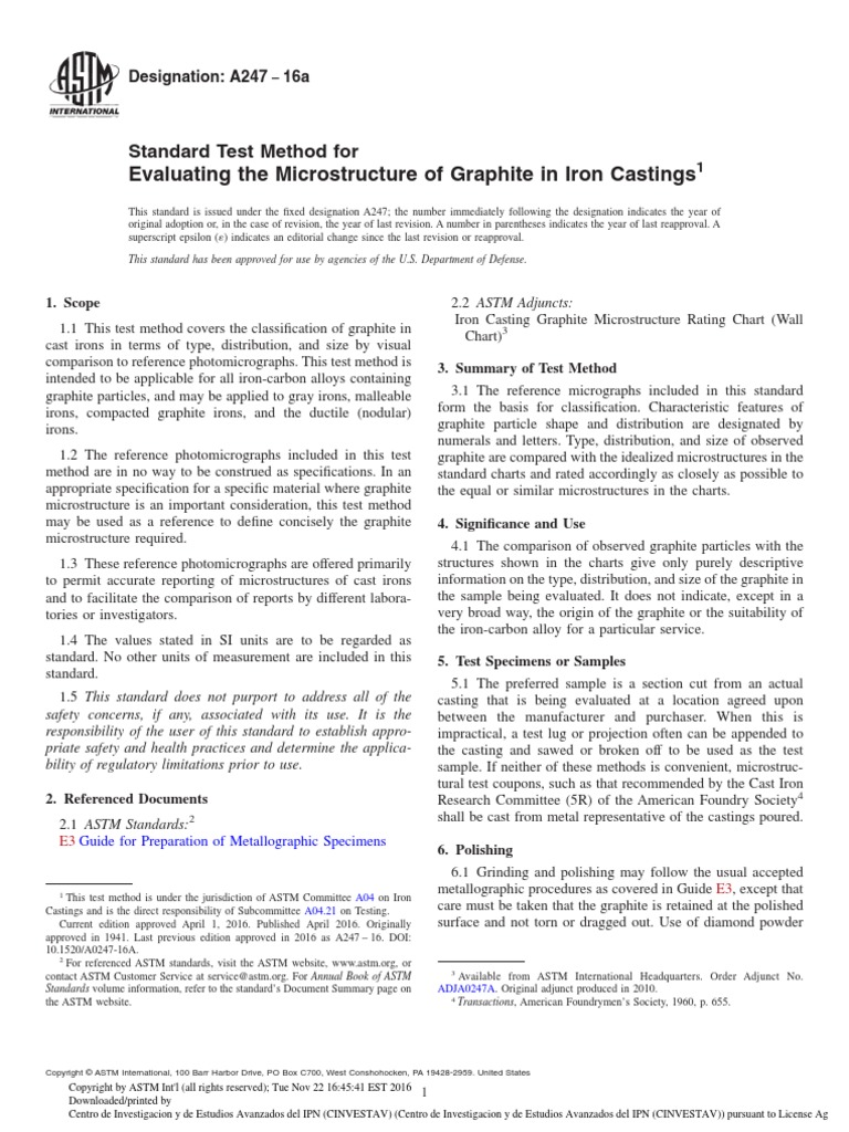 Astm 2016 A247 - 859 | PDF | Cast Iron | Building Materials