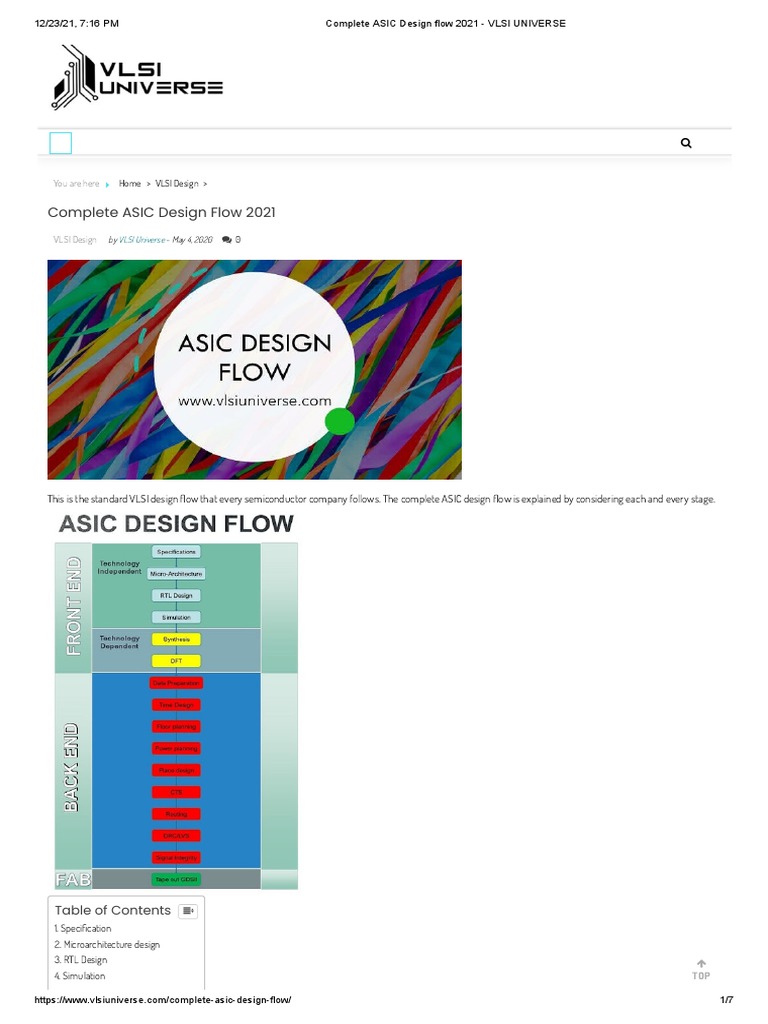 Complete ASIC Design Flow Overview | PDF | Logic Synthesis ...