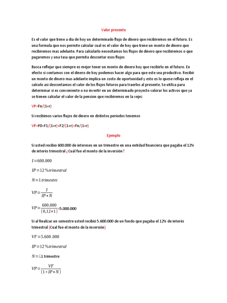 Valor Presente y Valor Futuro | PDF | Interés | Tasas de interés